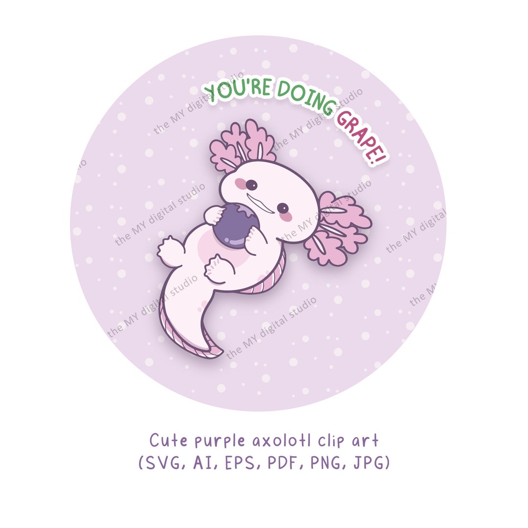 Cute Purple Axolotl Art Svg Eps Ai Png Jpeg Digital Download, Animal Clip Art Svg, Vector Art ...