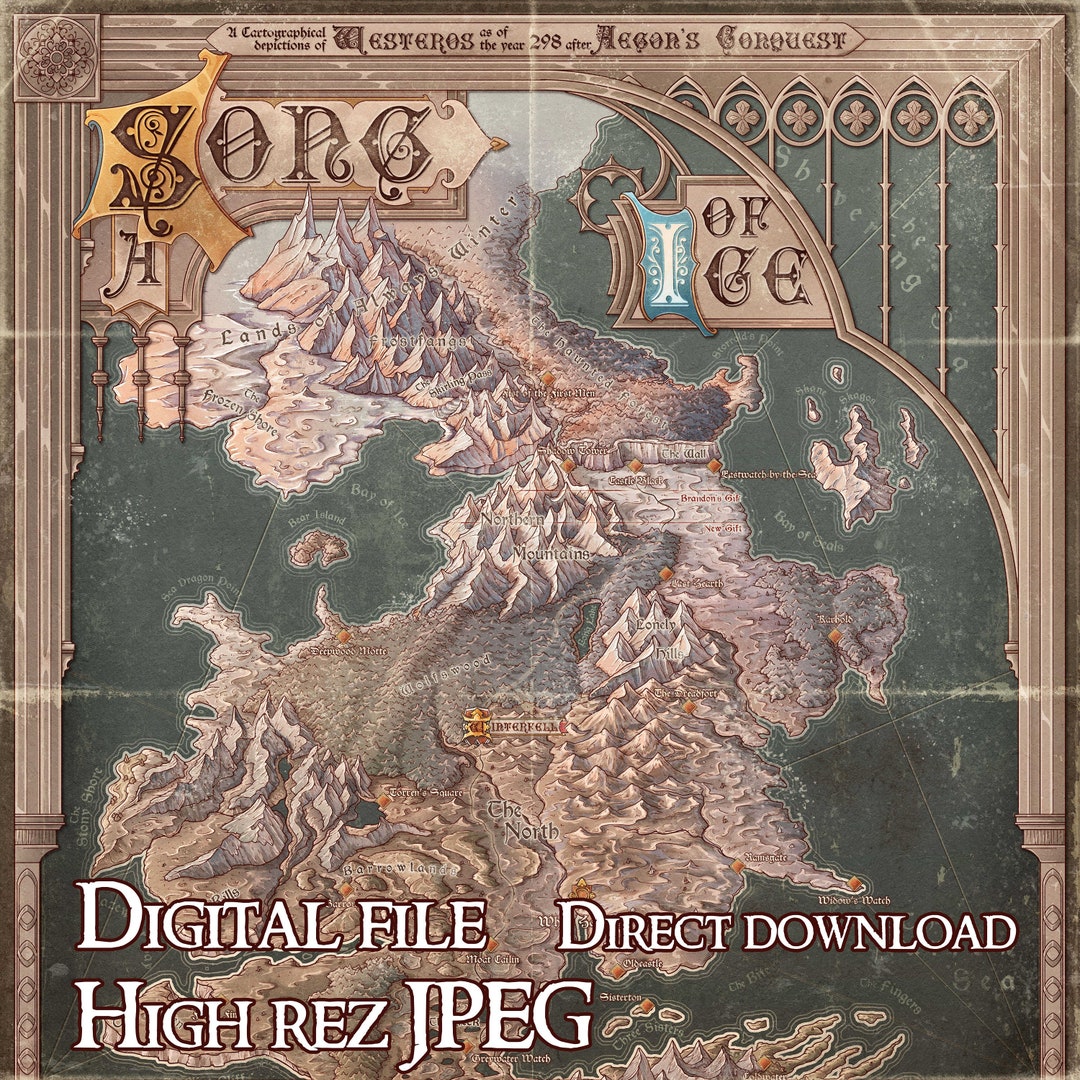 DIGITAL Map of Westeros - A Song of Ice and Fire - Etsy