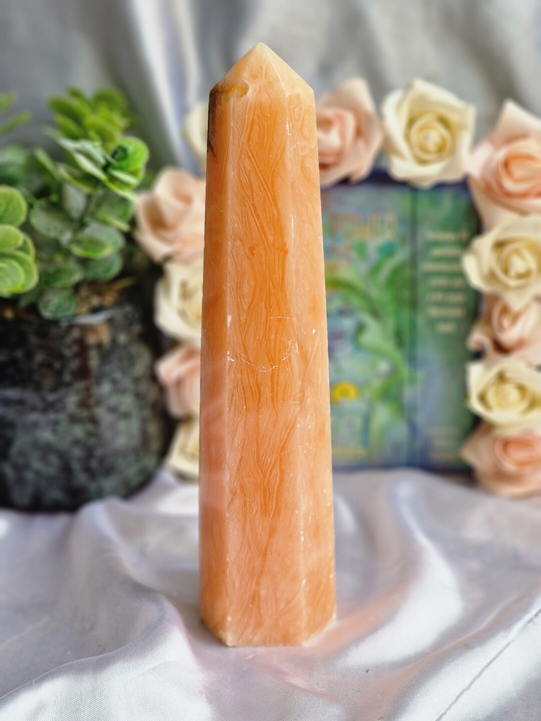 XL Orange Calcite Tower 1.1kg From Madagascar - Etsy