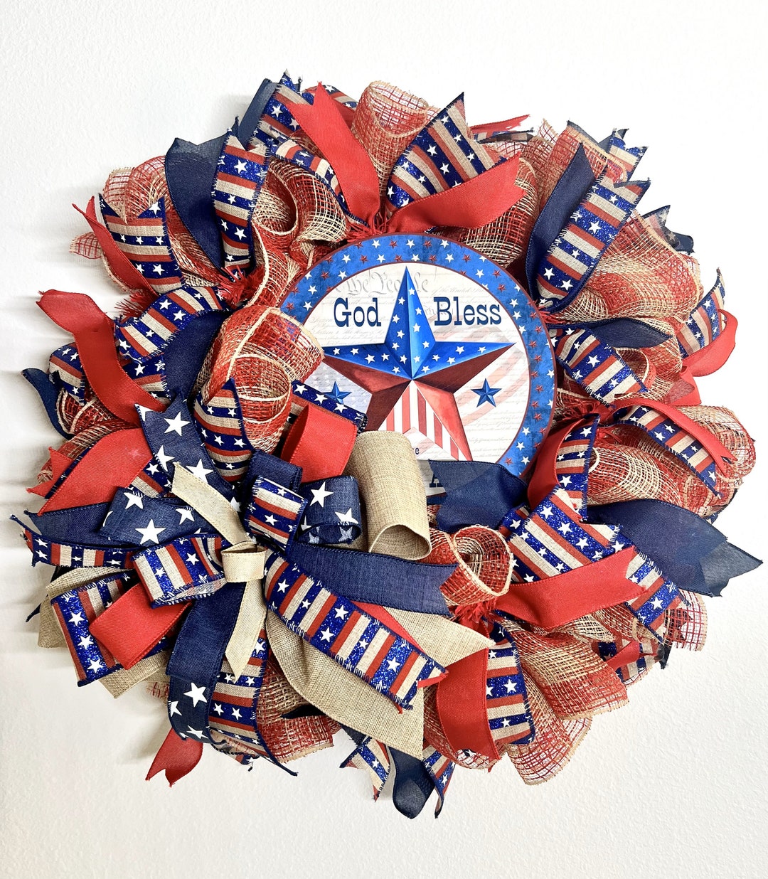 Patriotic Wreath, Memorial Day, Red White and Blue - Etsy