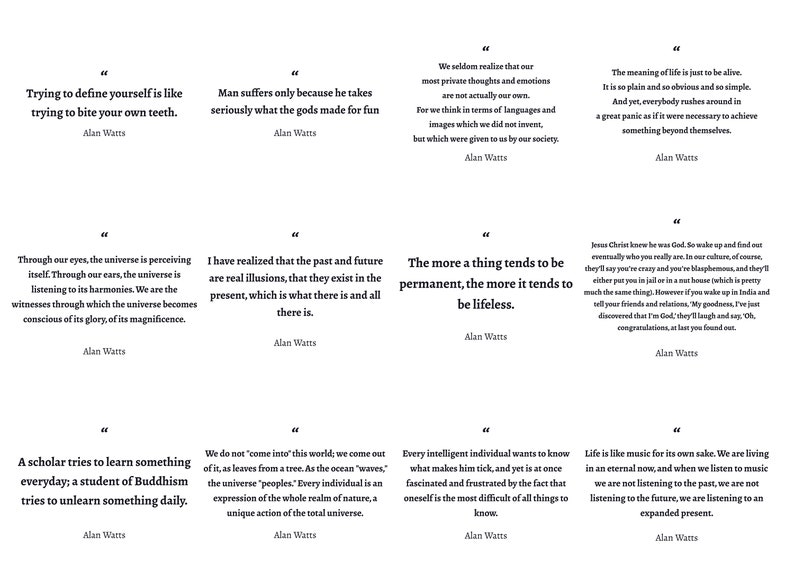 Alan Watts Quote Pack **(SVG, PNG, PDF)** Pack of 25 Alan Watts ...
