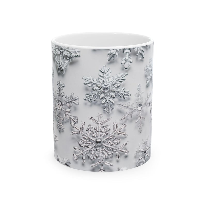 Snowflake Ceramic Mug, Winter Coffee Cup, Christmas Tea Mug, Holiday ...