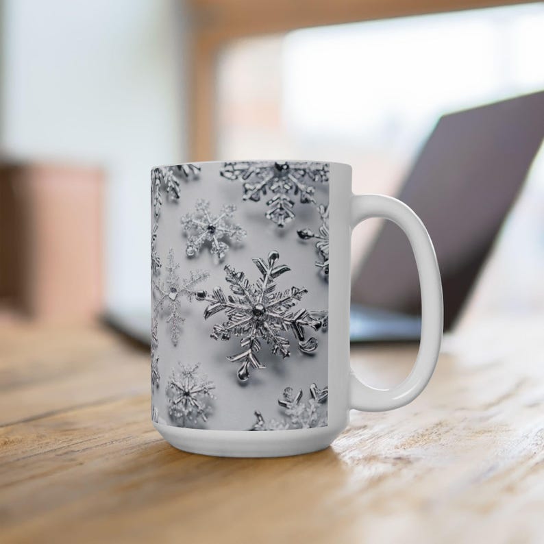 Snowflake Ceramic Mug, Winter Coffee Cup, Christmas Tea Mug, Holiday ...