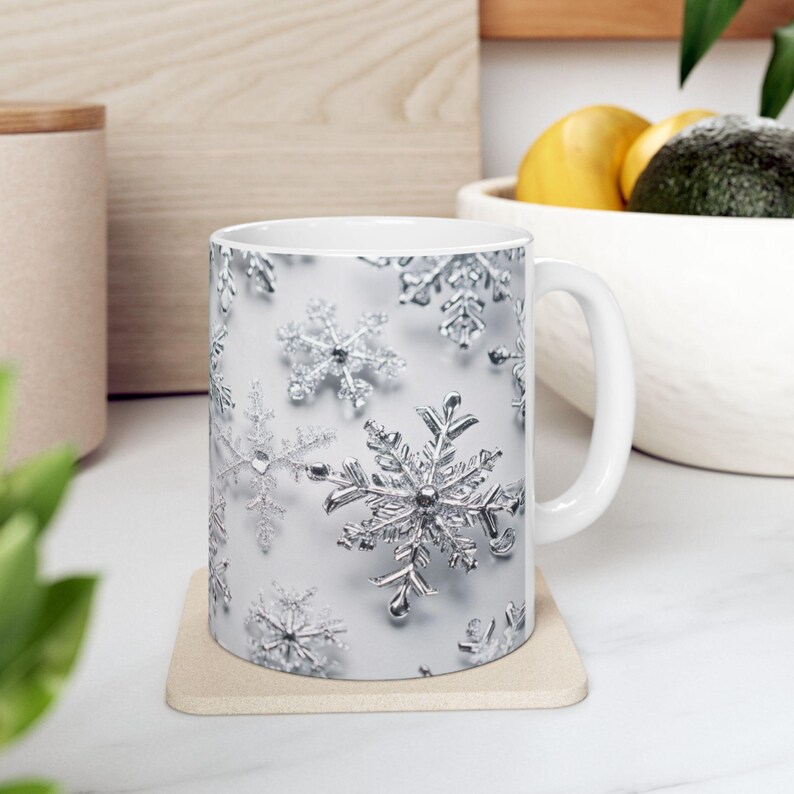Snowflake Ceramic Mug, Winter Coffee Cup, Christmas Tea Mug, Holiday ...