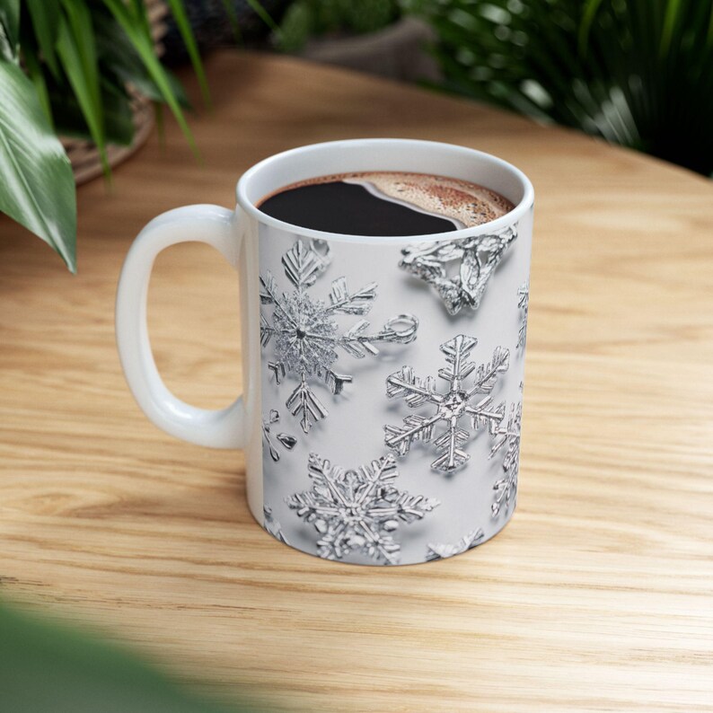 Snowflake Ceramic Mug, Winter Coffee Cup, Christmas Tea Mug, Holiday ...