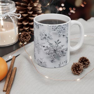 Snowflake Ceramic Mug, Winter Coffee Cup, Christmas Tea Mug, Holiday ...