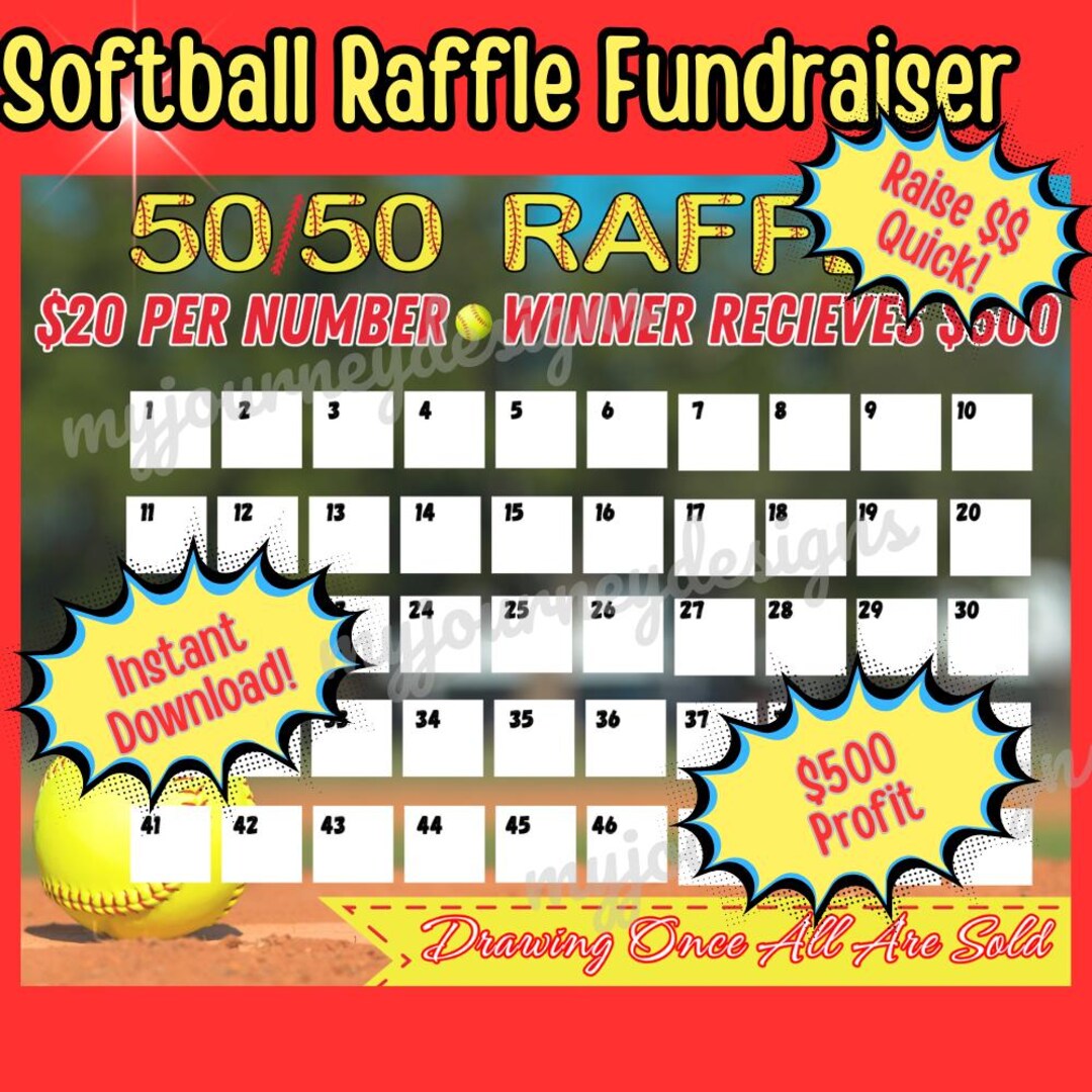 Softball Team Fundraiser: 50/50 Raffle, Printable Sponsorship Form ...
