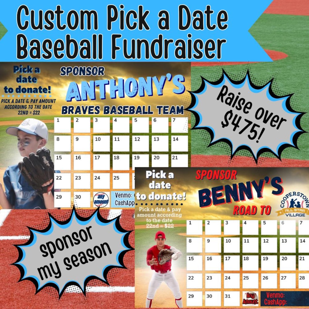 Customizable Baseball Calendar: Fundraiser for Team Trips, Tournaments ...