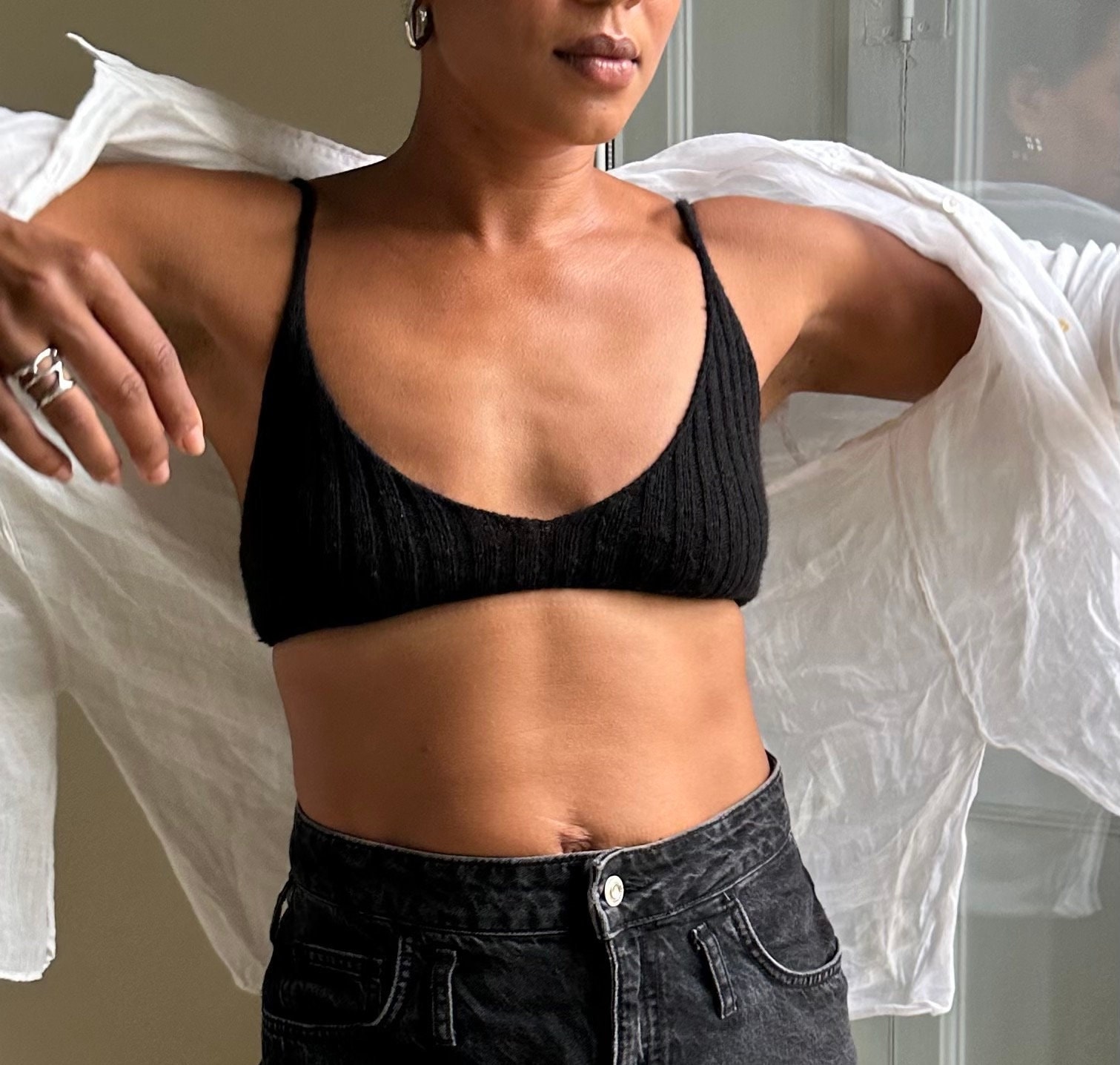 Ribbed Knit Bra Pattern | Minimal Knit Bra, Cropped Knit Bra, Hand Knit,ribbed Bra, Knit Bra ...