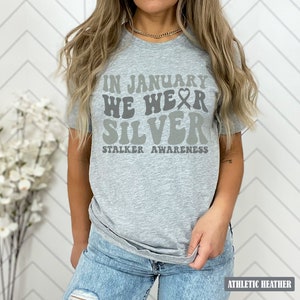 Stalker Awareness Shirt, Fight Stalker Walk Tees, Silver Ribbon Shirts ...