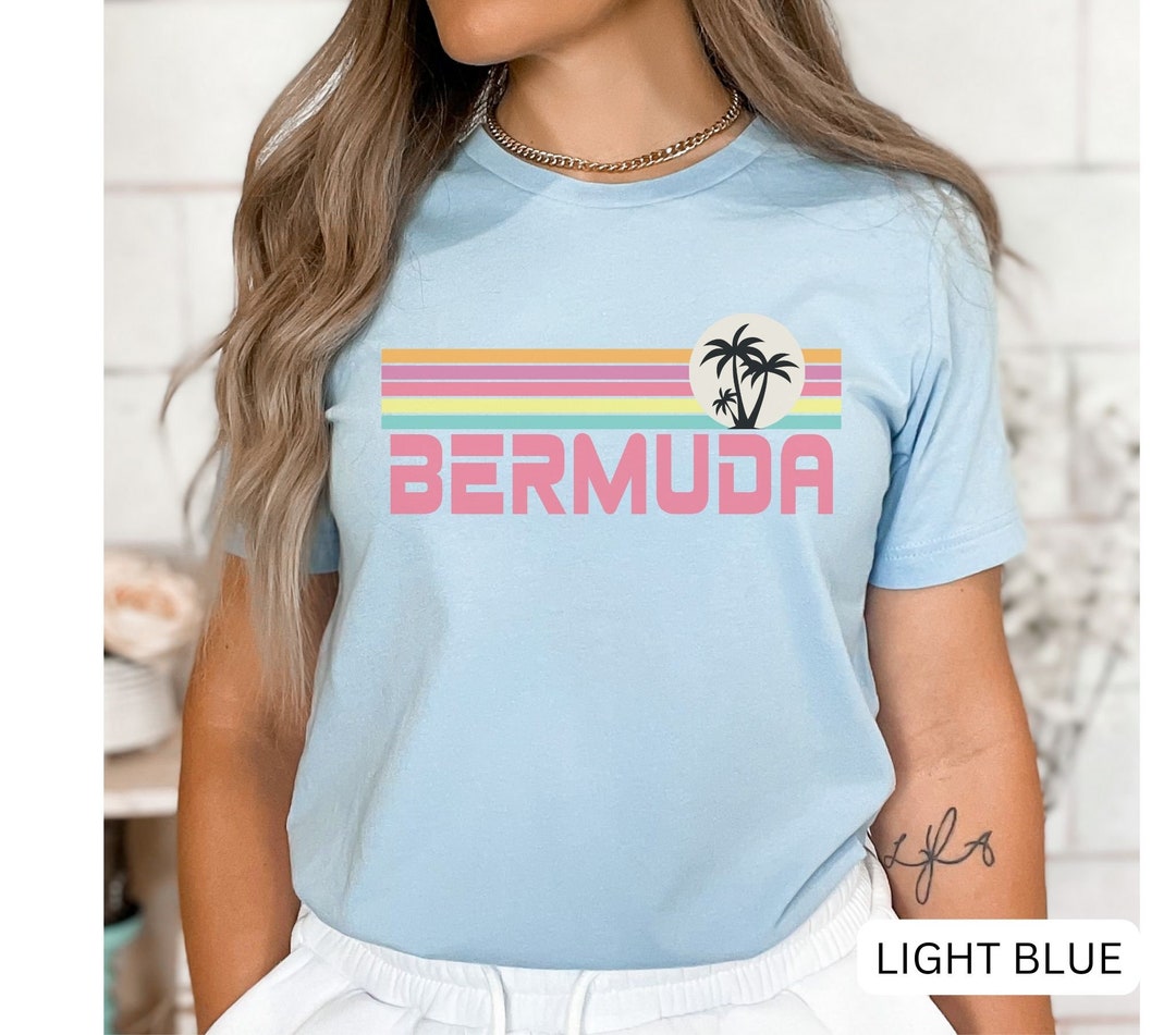 Bermuda Shirt, Beach Shirt, Retro Sunset Travel Tee, Bermuda Vacation ...