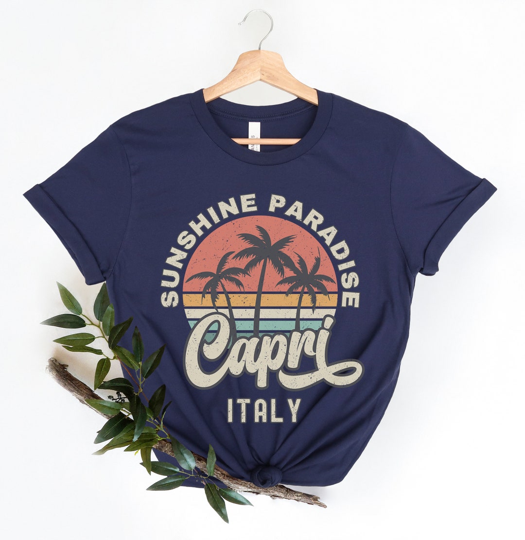 Capri Shirt Italy Souvenir Tee, Palm Tree Retro Sunset Shirt, Capri ...