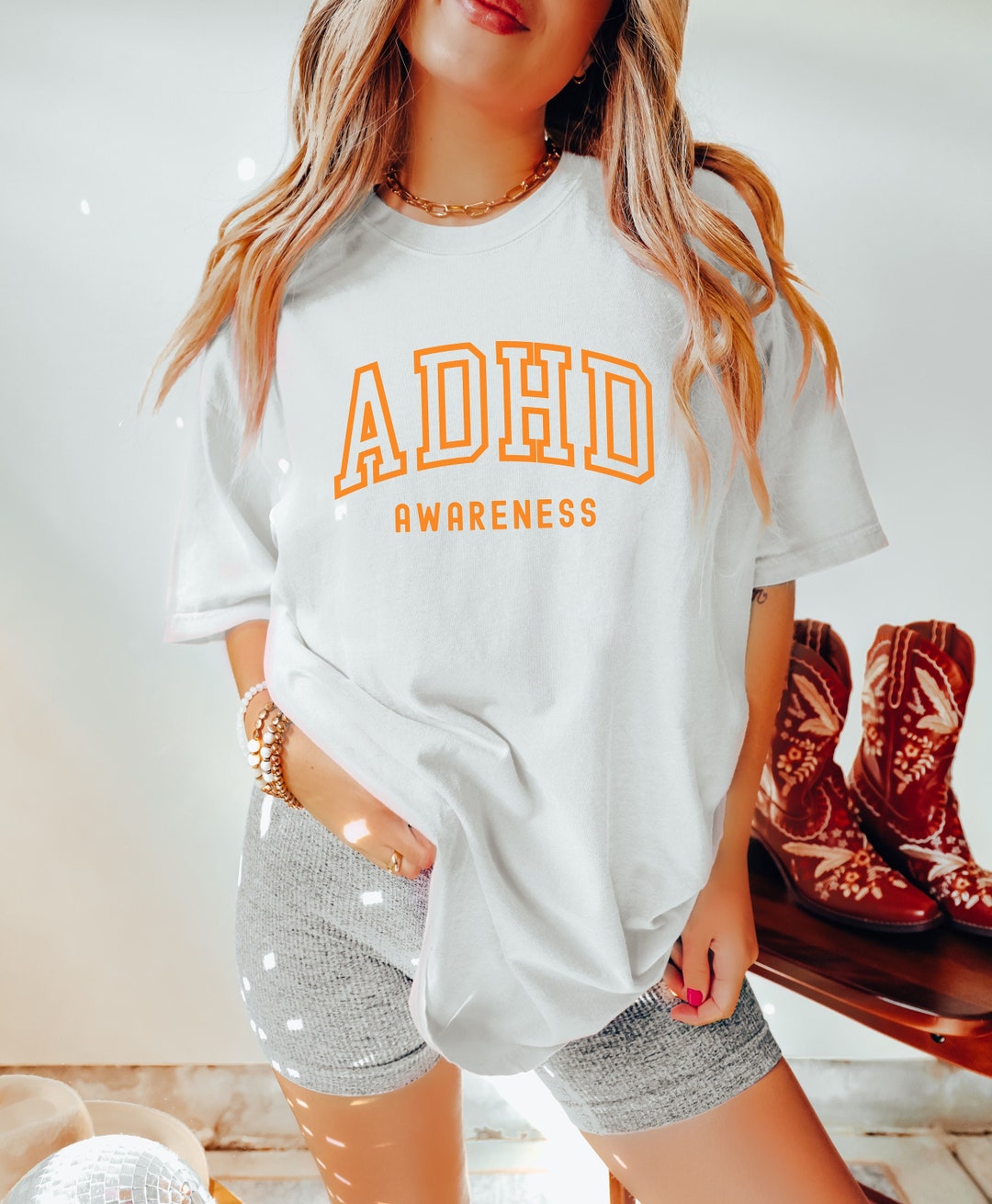 ADHD Awareness Shirt, Support ADHD Walk Tees, Orange Ribbon Shirts ...