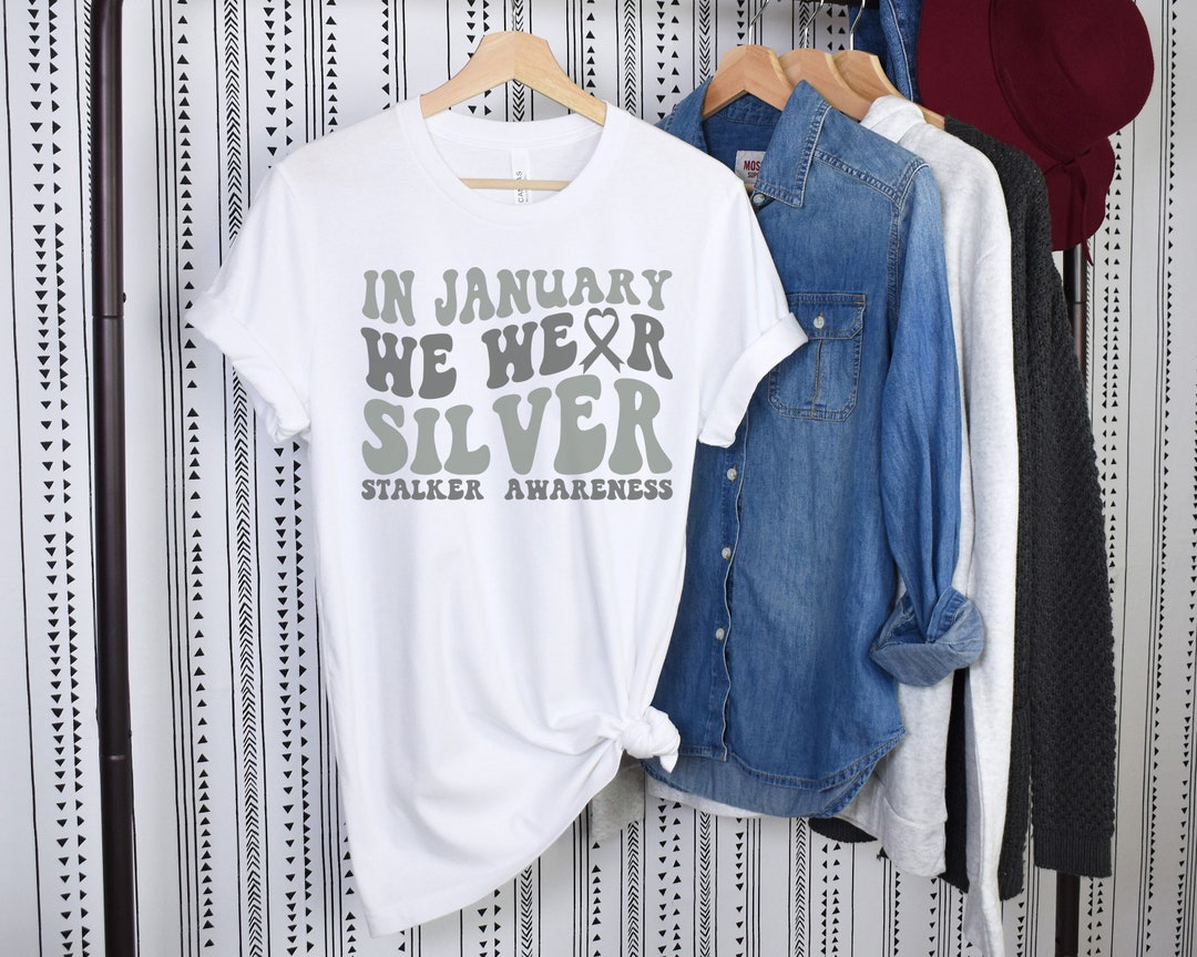 Stalker Awareness Shirt, Fight Stalker Walk Tees, Silver Ribbon Shirts ...