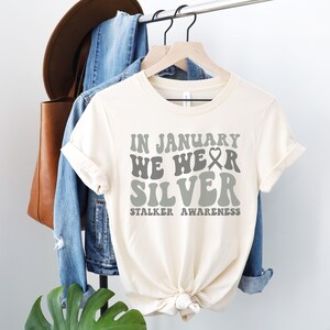Stalker Awareness Shirt, Fight Stalker Walk Tees, Silver Ribbon Shirts ...