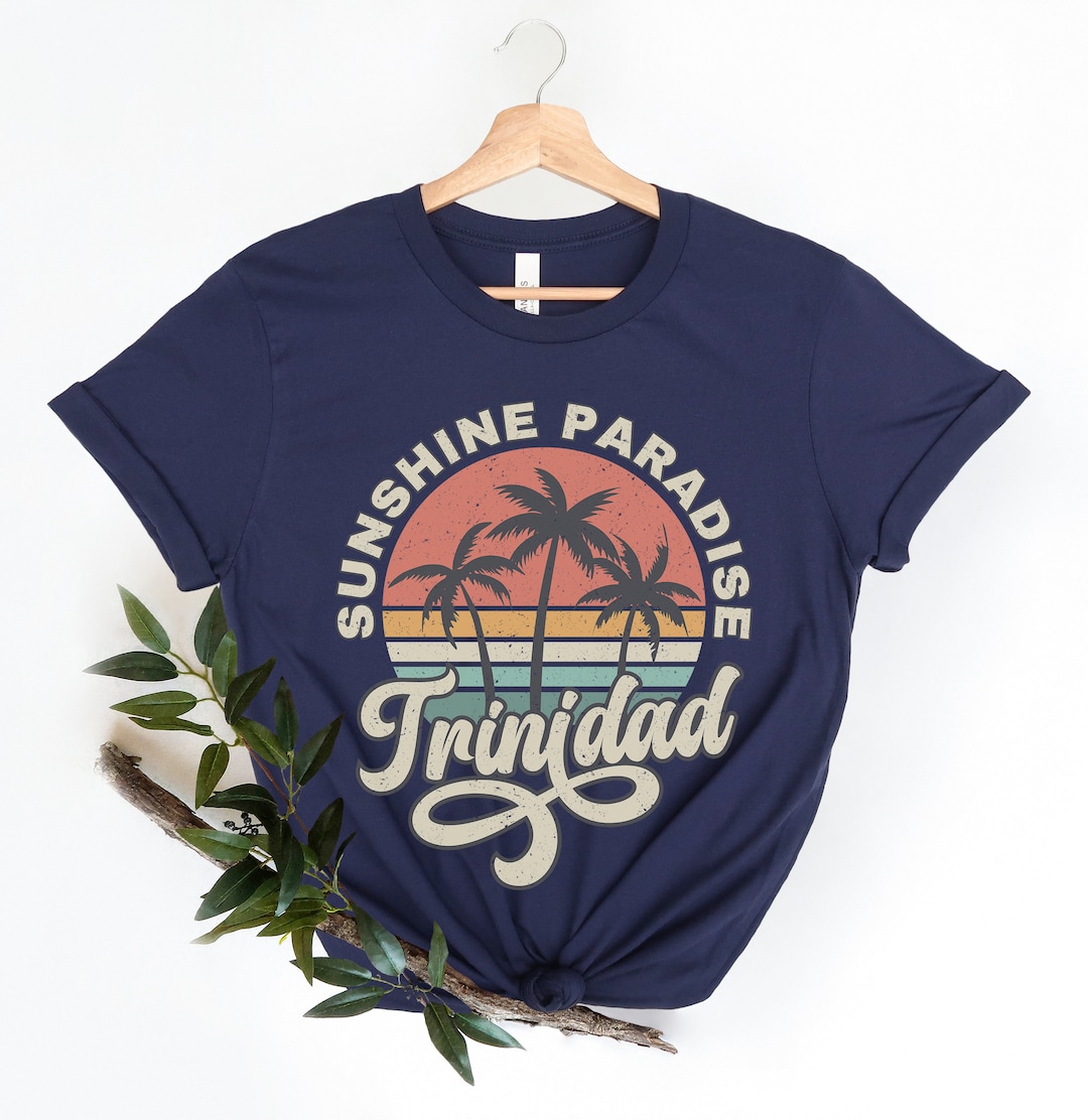Trinidad Shirt Tobago Souvenir Tee, Palm Tree Retro Sunset Shirt ...