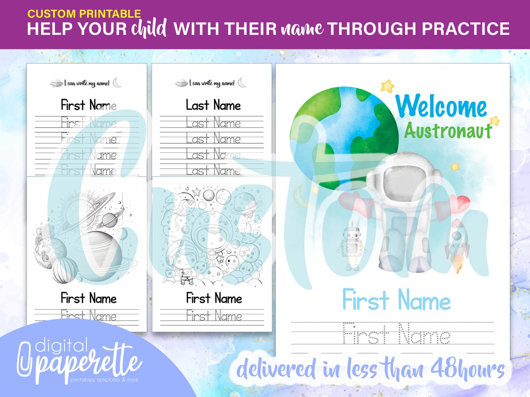 Printable Custom Name Worksheet | Space | Help Your Child With Their ...