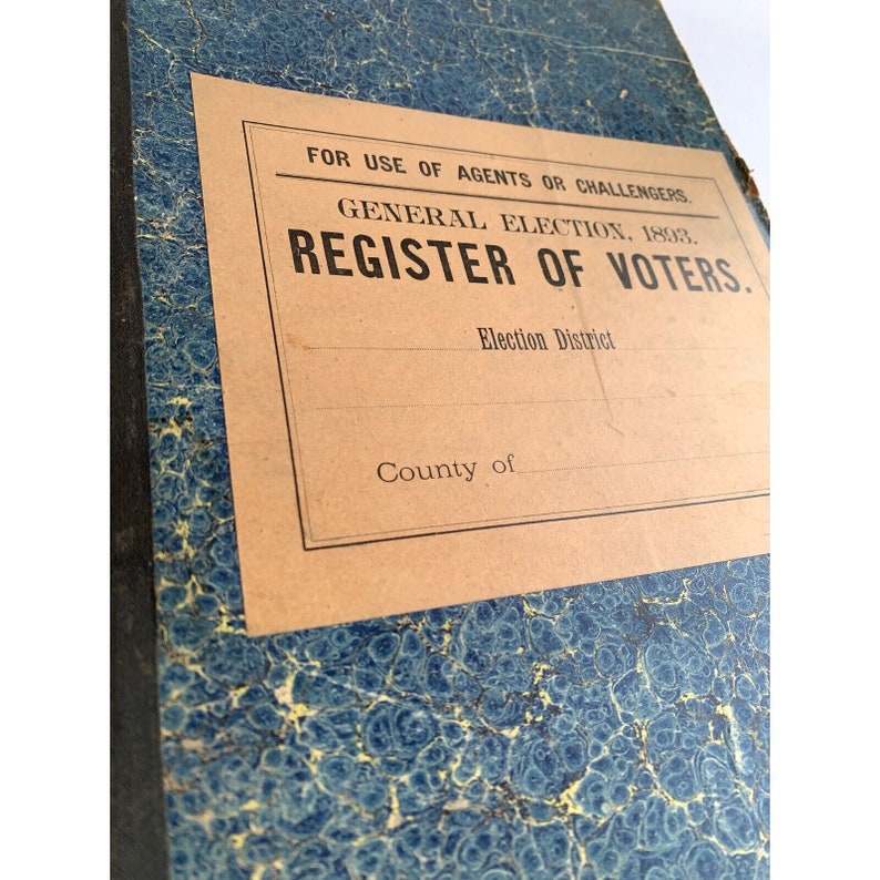 Suffrage Era Voter Registration Logbook 1893 Register of Voters Rare ...