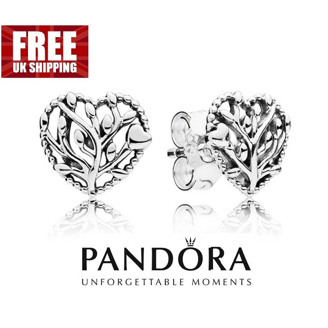 Pandora Family Tree Heart Stud Earrings Sterling Silver Love - Etsy UK