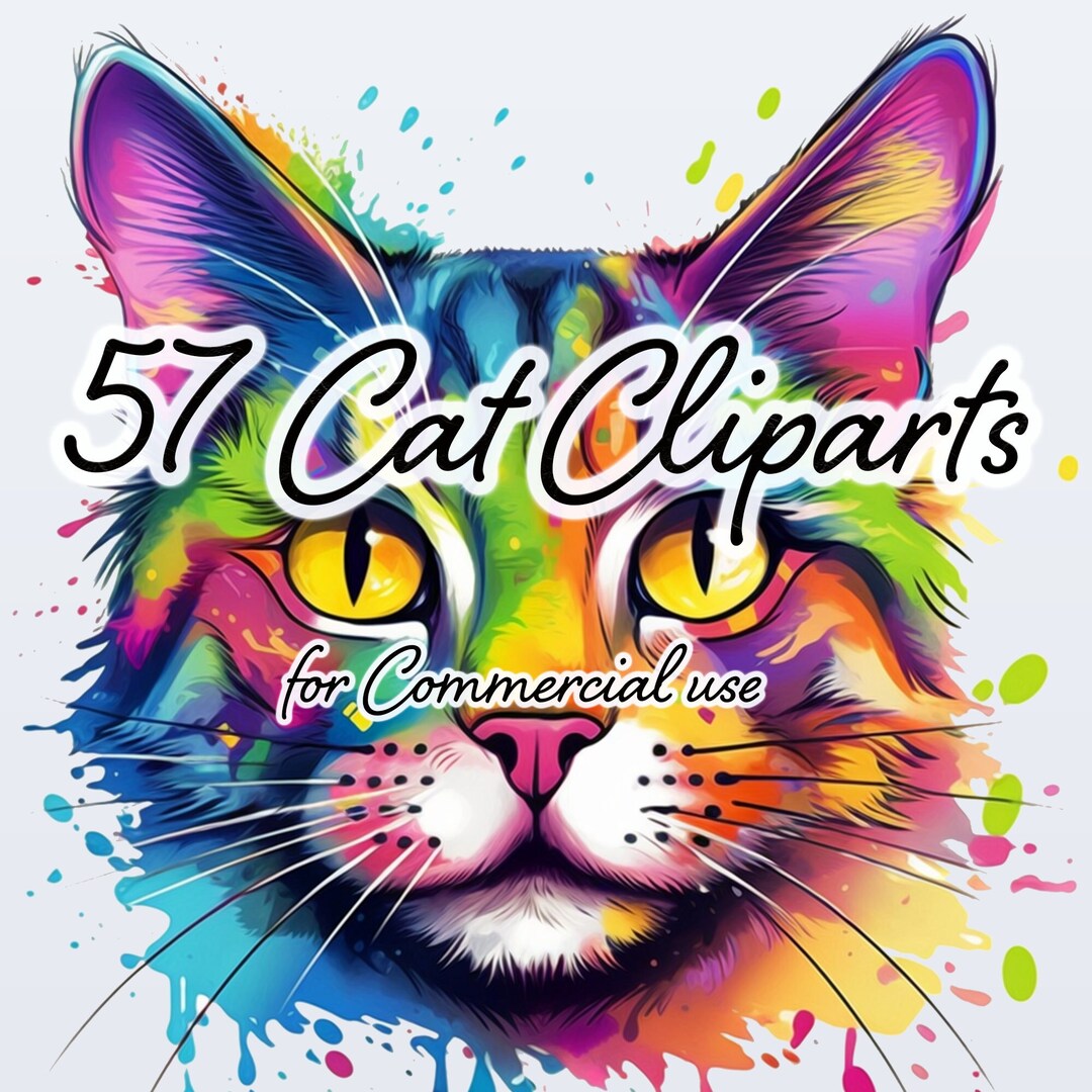 57 Colorful Cat Cliparts Bundle Cute Cat Illustrations - Etsy