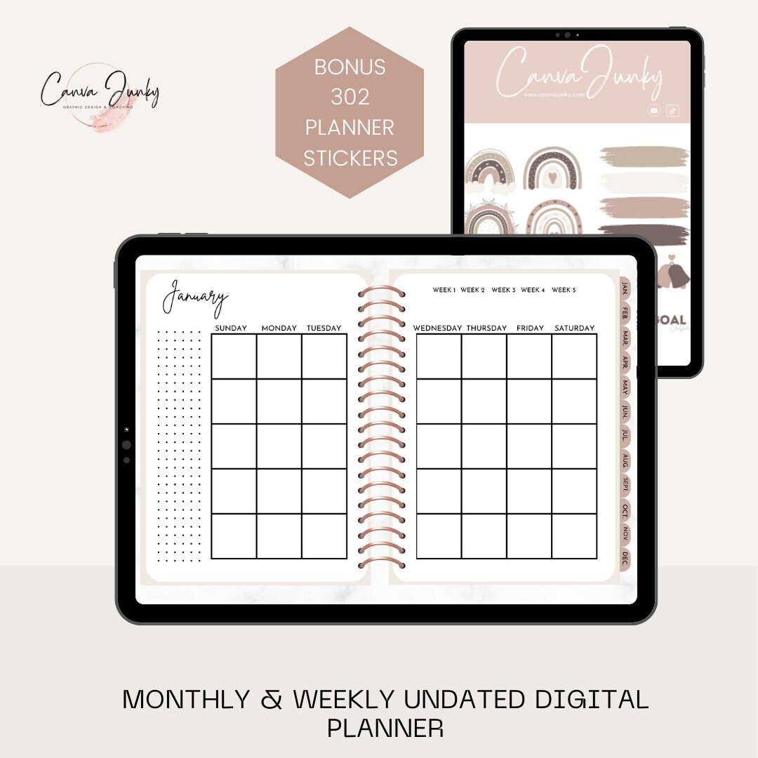 Minimal Digital Planner, Undated 2022 2023 Digital Planner, Planner ...