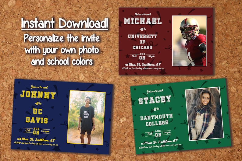 College Send off Editable Invitation Card, Custom Printable Template ...