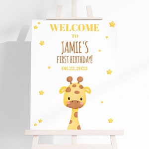 Editable Baby Giraffe Birthday Party Welcome Sign Template ...