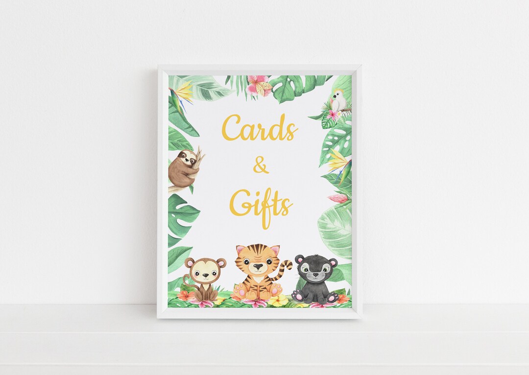 Printable Wild Safari Cards & Gift Table Sign Template, Editable Jungle ...