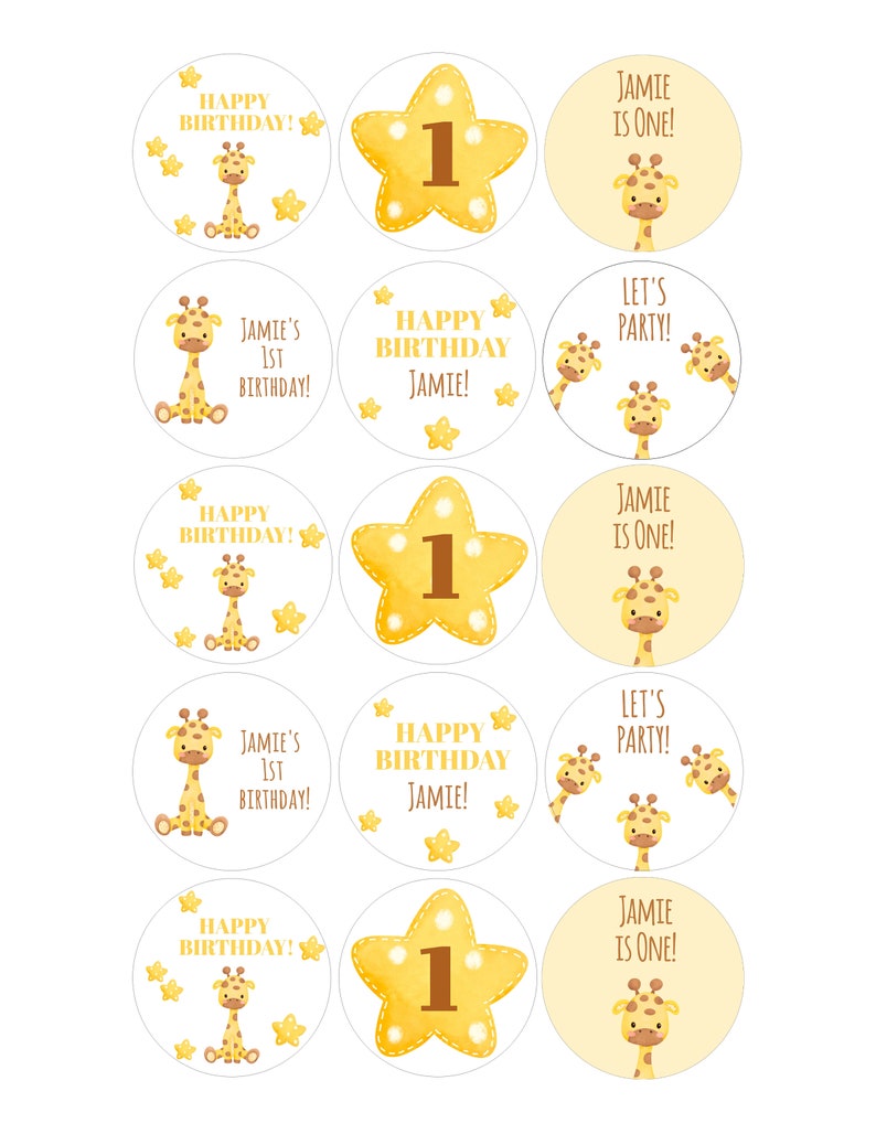 DIY Editable Cupcake Topper Template, Personalized First Birthday Cake ...
