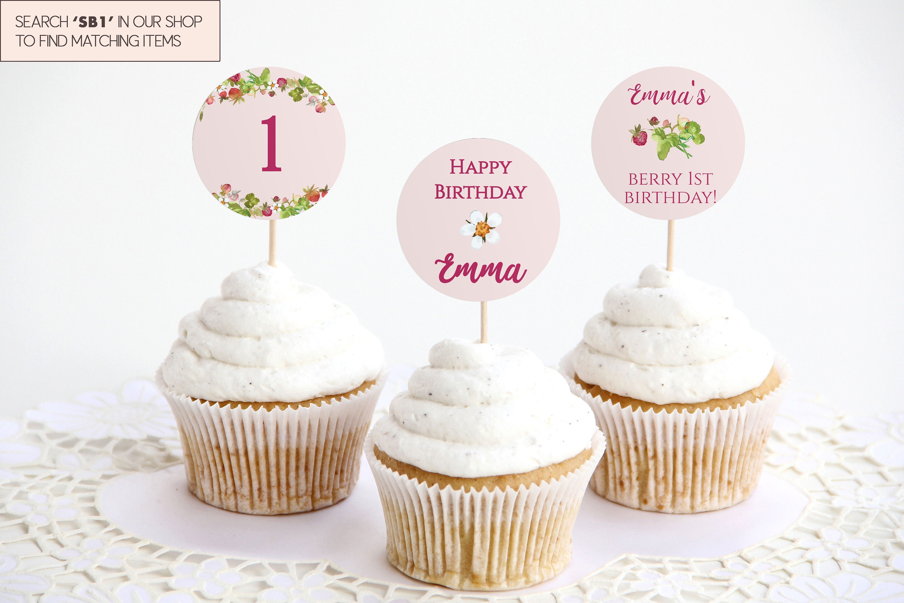 Editable Thank You Card Template, Strawberry Red Pink Fruit Girl Party ...