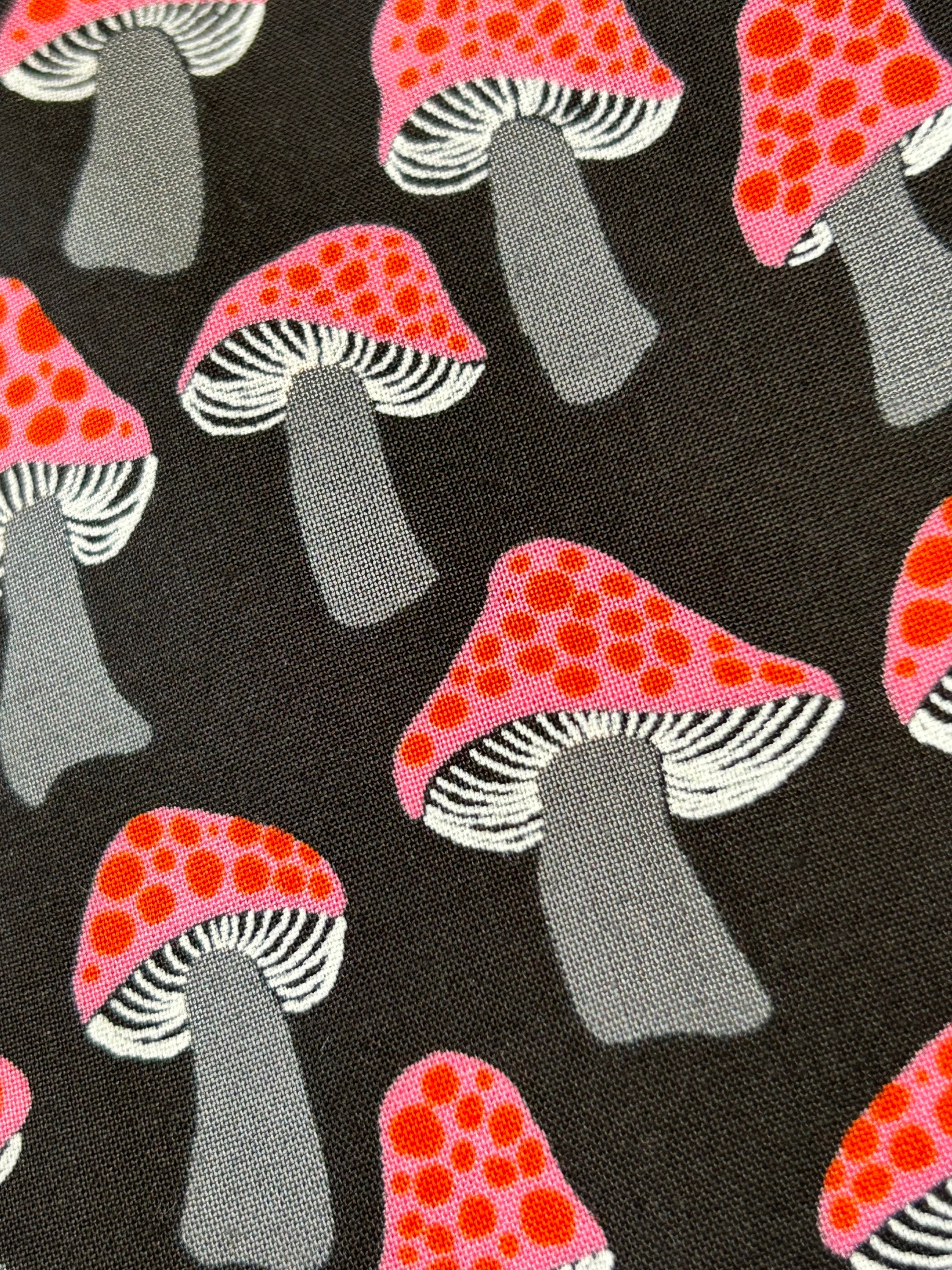 Firefly Ruby Star Novelty Mushrooms Black Fabric Sarah Watts - Etsy