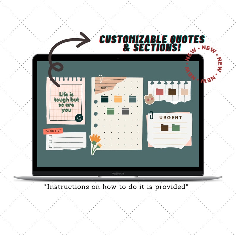 Desktop Wallpaper Organizer Notes Edition + Folder Icons | Customizable ...