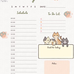 Cat Inspired Daily Planner, Neko Daily Planner, Digital Planner ...
