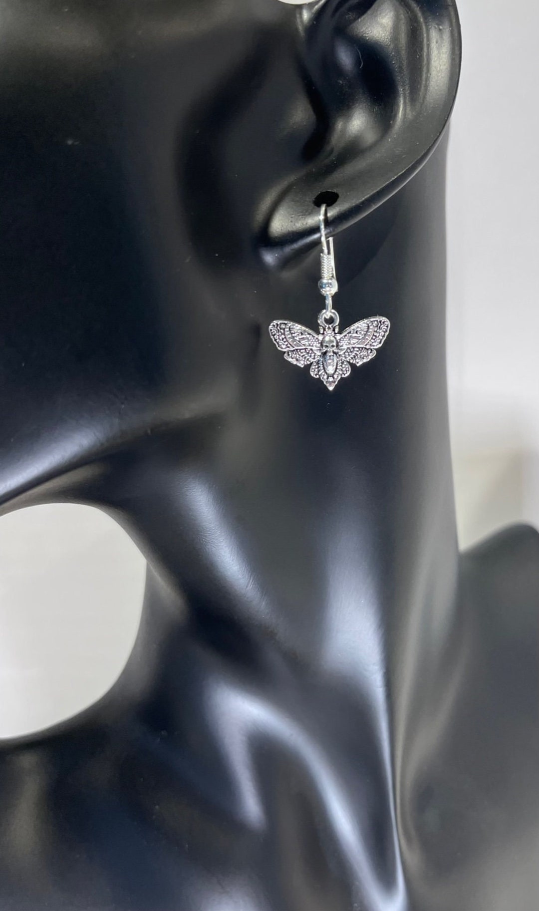 Mini Death Head Skull Moth Hawkmoth Antique Silver Dangle Charm ...