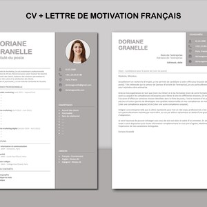 French Professional Resume Light Gray Resume Template Curriculum Vitae ...