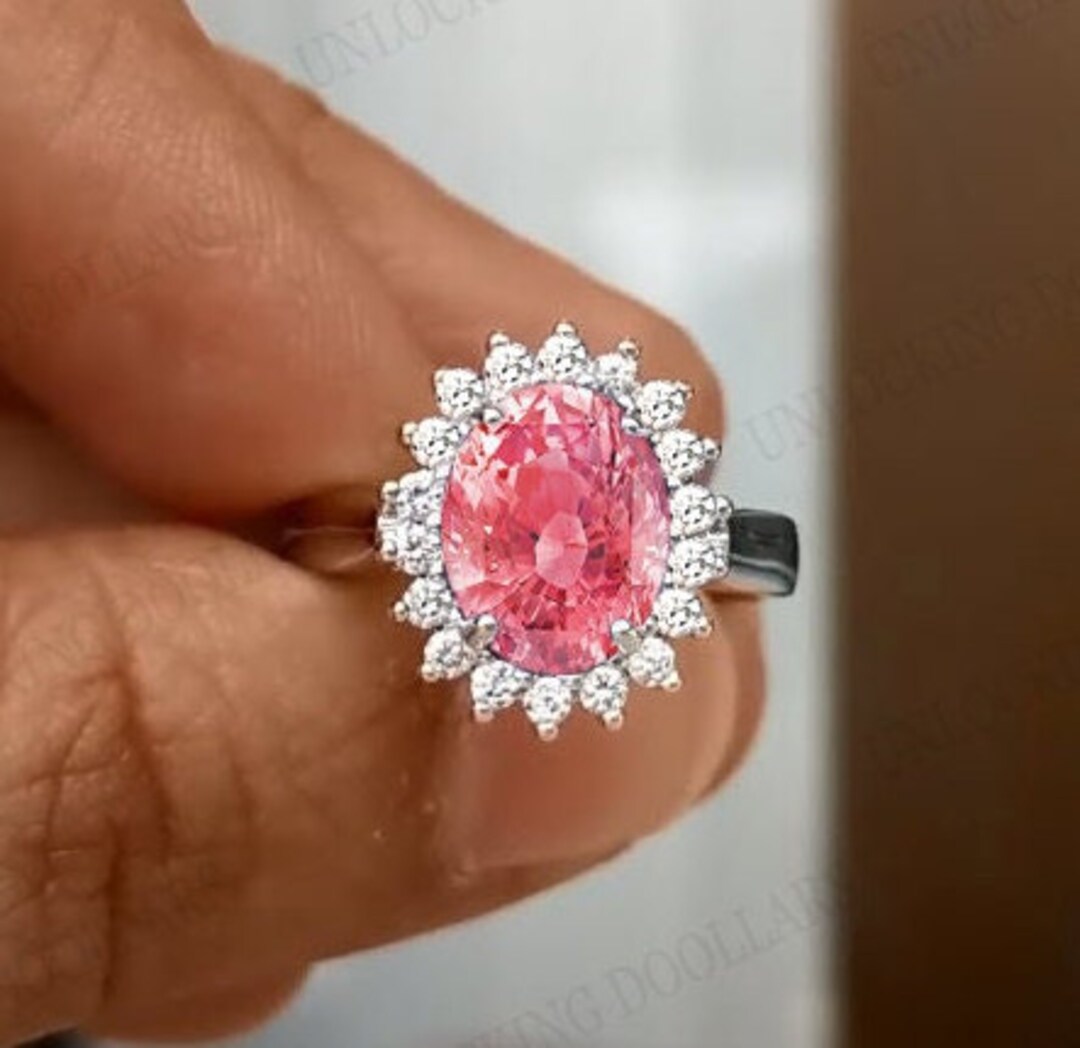 Vintage Padparadscha Engagement Ring for Women Unique Princess - Etsy