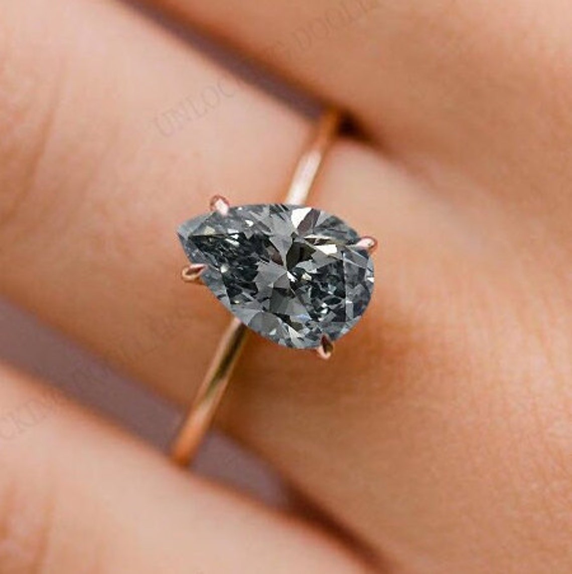 Dainty Grey Spinel Engagement Ring for Women Pear Cut Spinel - Etsy