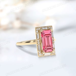 Padparadscha Engagement Ring for Women 925 Sterling Silver Padparadscha ...