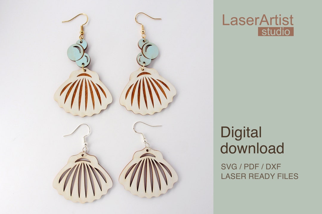 Fan Shell Earring Laser Cut File, Earring DIGITAL DOWNLOAD FILE - Etsy
