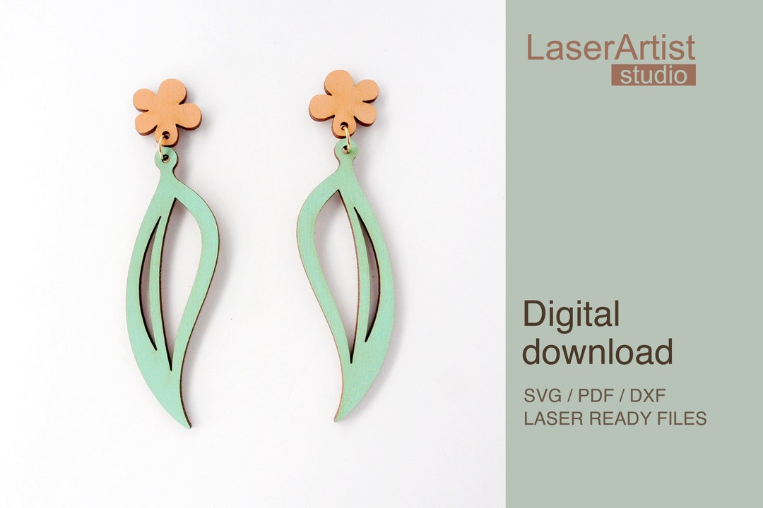 Leaf and Flower Earring Laser Cut File, Earring DIGITAL DOWNLOAD FILE ...