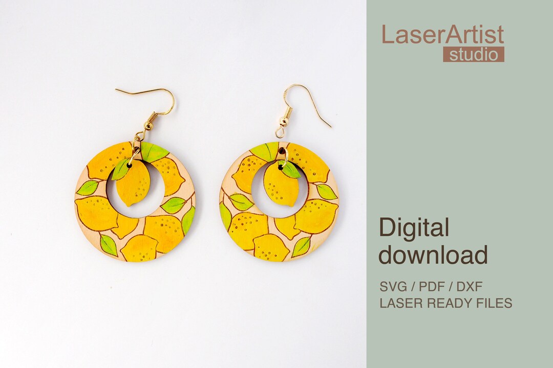 Lemon Earring Laser Cut File, Summer Jewelry (digital Download) - Etsy