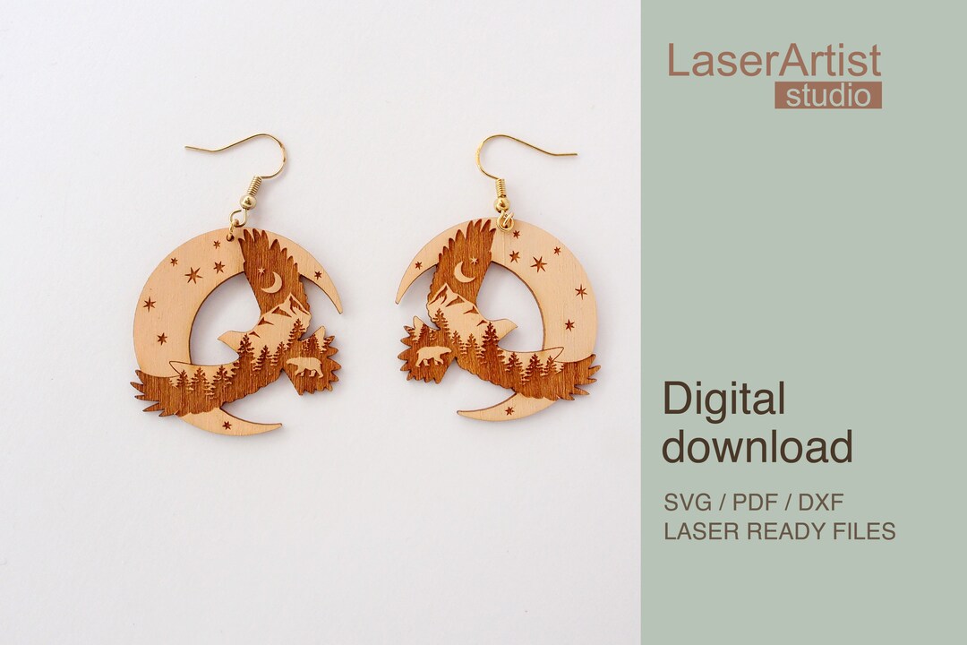 Eagle Crescent Earrings Laser Cut File (digital Download) - Etsy