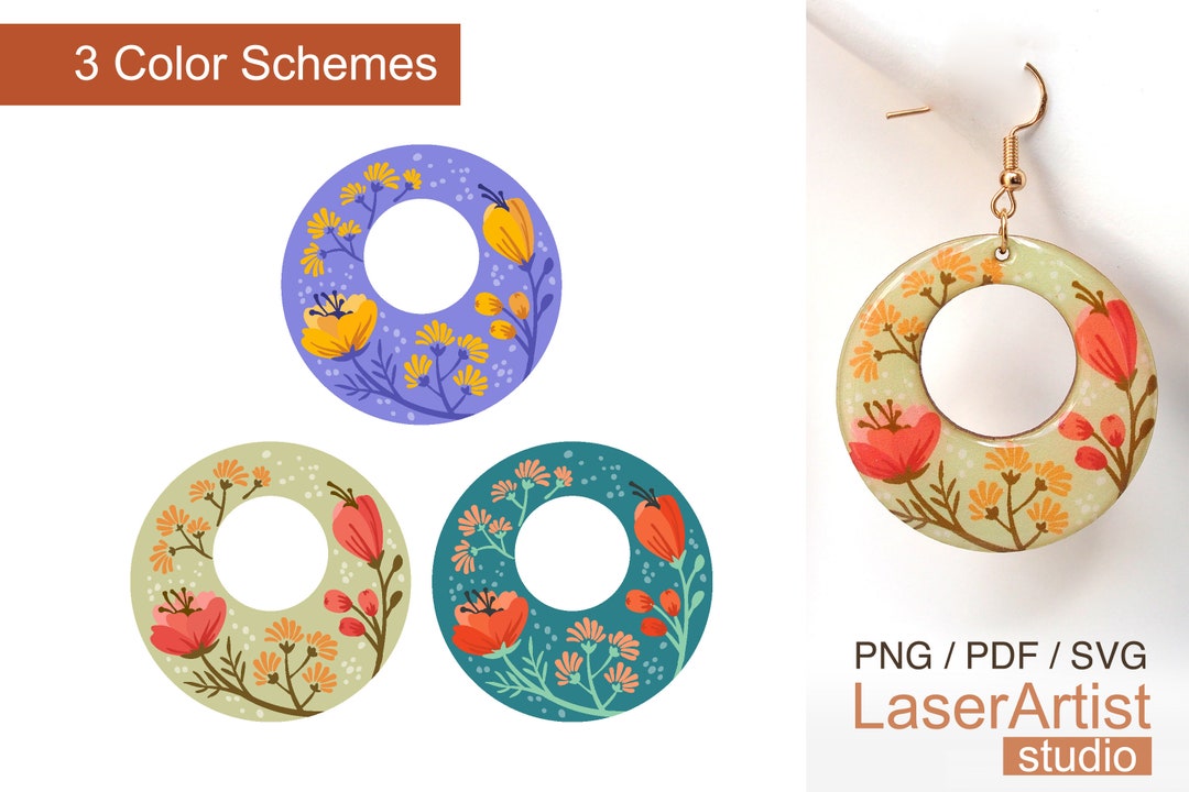 Flower Earring Sublimation Design, Print File, Laser Cut File, Earring ...