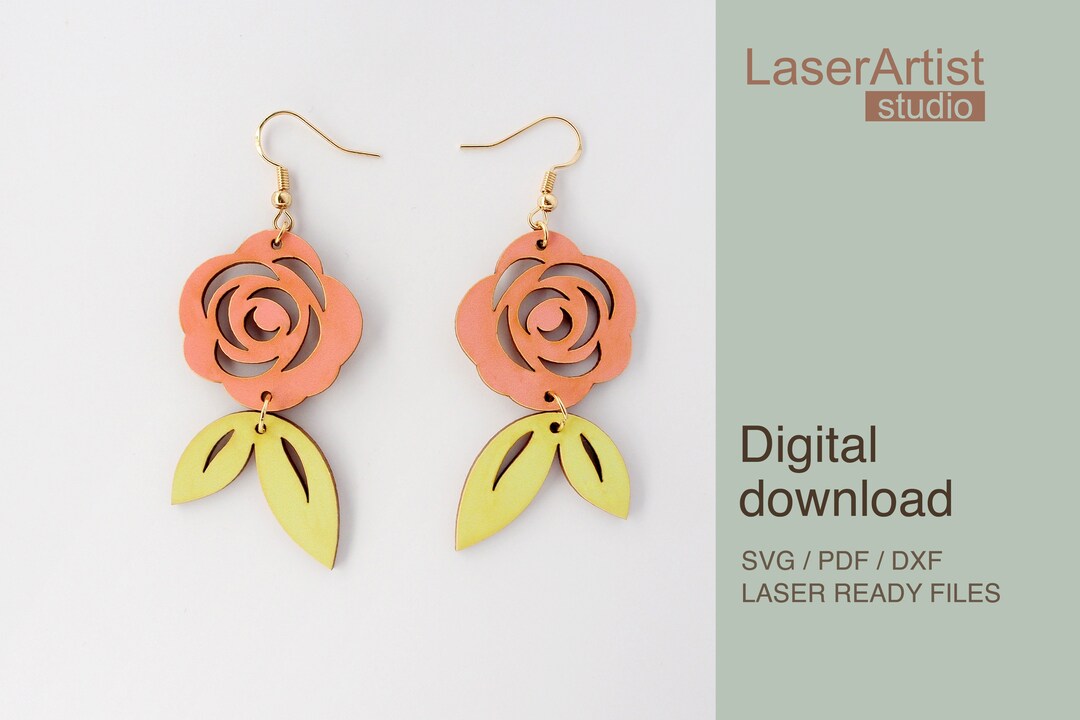 Rose Earring Laser Cut File (digital Download) - Etsy