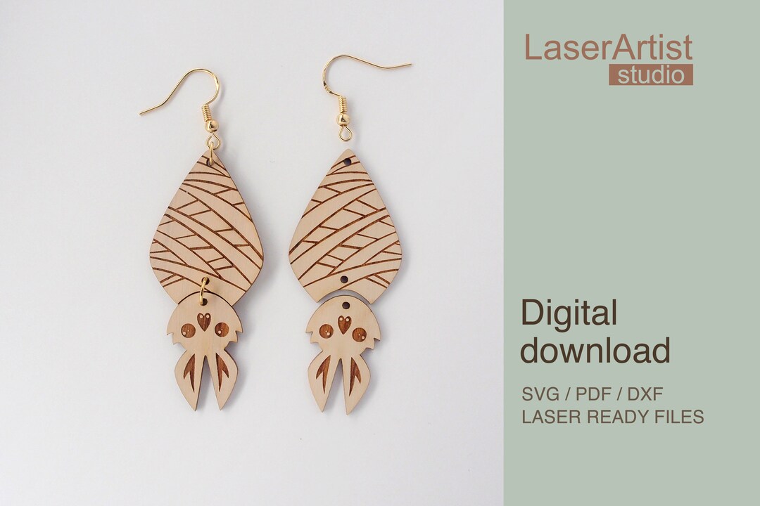 Cute Mummy Bat Earring File for Laser, Earring DIGITAL DOWNLOAD FILE ...