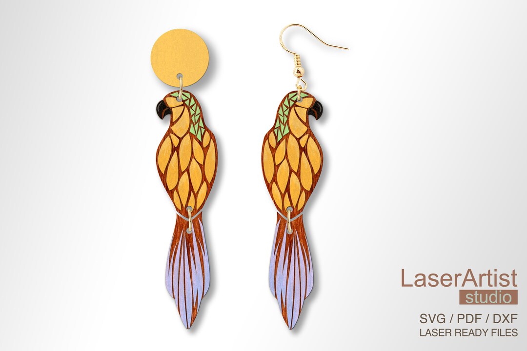 Parrot Earring and Stud Laser Cut File, Earring DIGITAL DOWNLOAD FILE ...