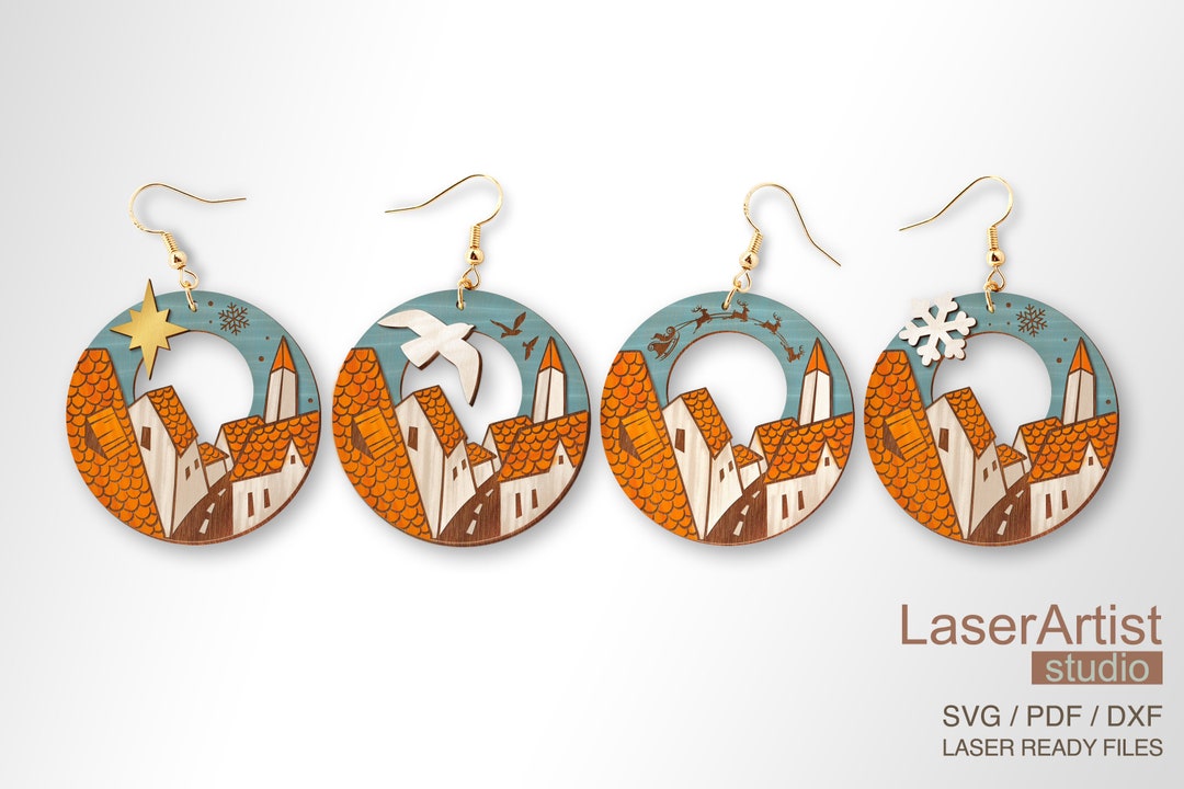 Old Town Bundle Earring Laser Cut File, Earring DIGITAL DOWNLOAD FILE ...