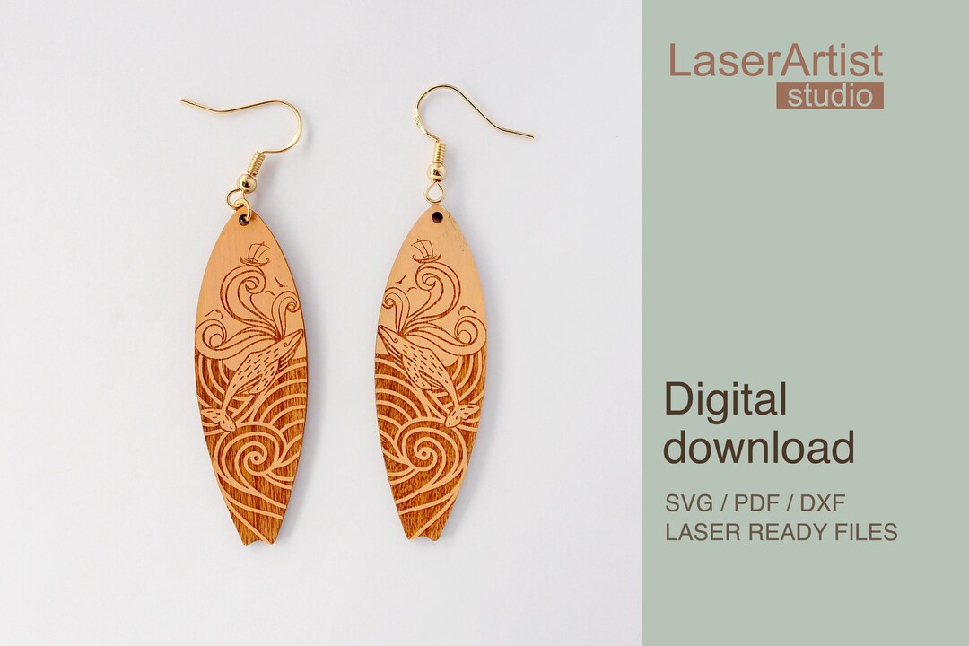 Surf Board Earring Laser Cut File, Earring DIGITAL DOWNLOAD FILE ...