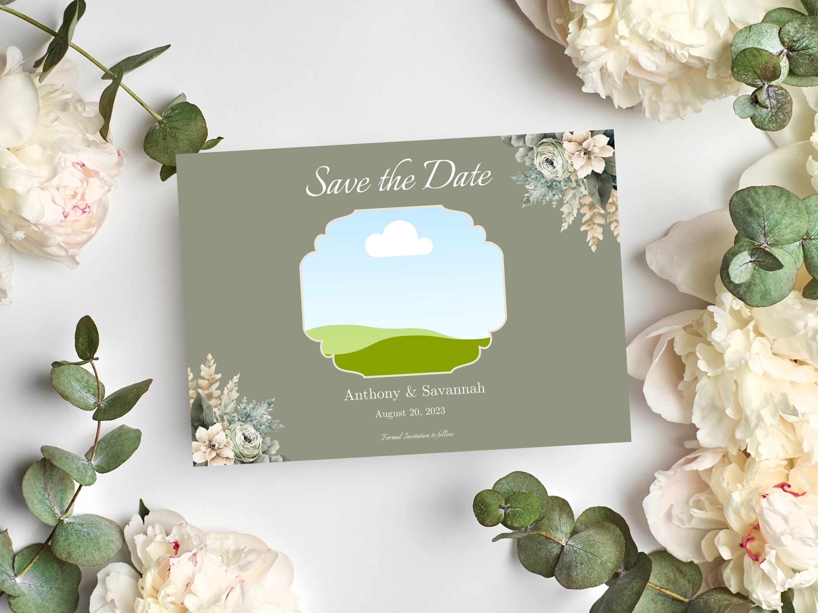 Sage Green Wedding Save the Date Templates. Save the Date Photo Card ...