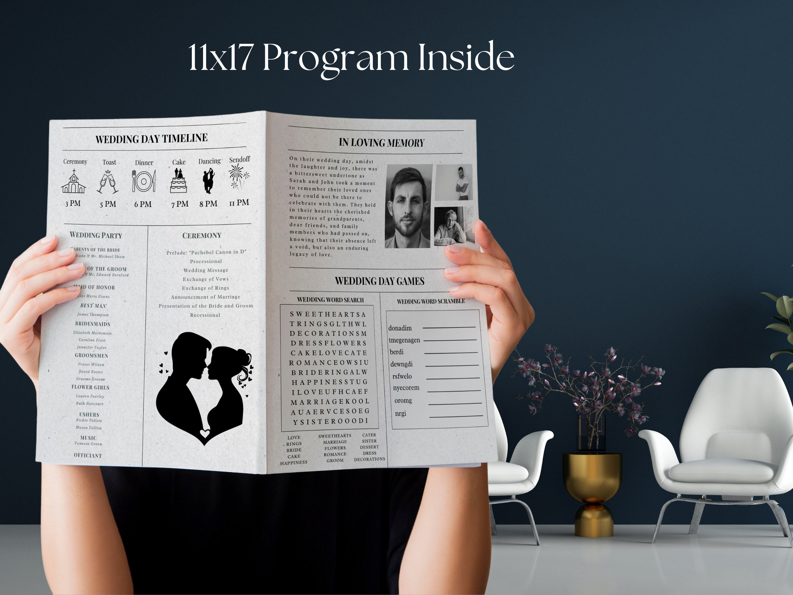 Foldable Newspaper Wedding Program Template | Newspaper Wedding ...